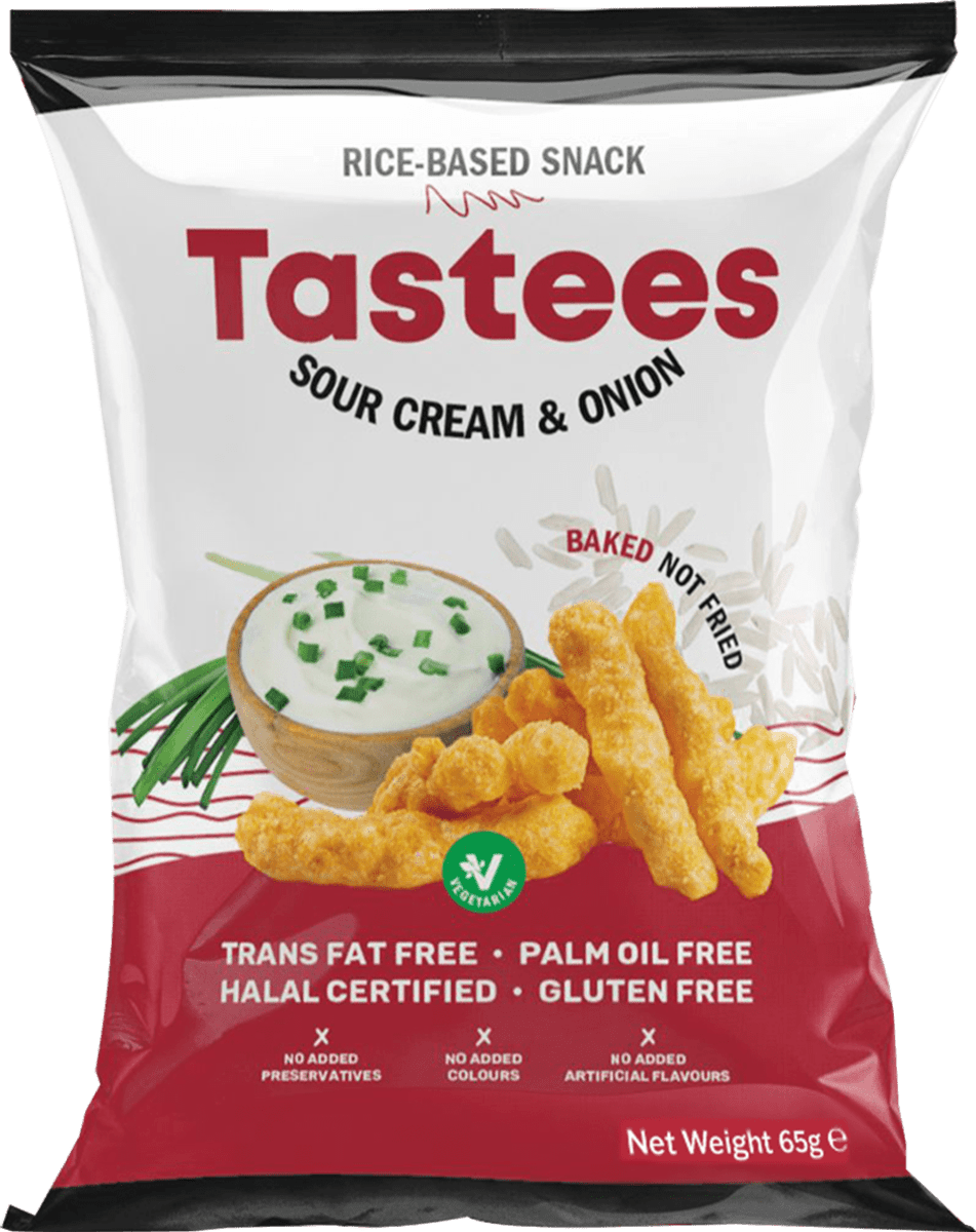 Tastees Snack de orez cu ceapă și smântână, 65 g | dm.ro
