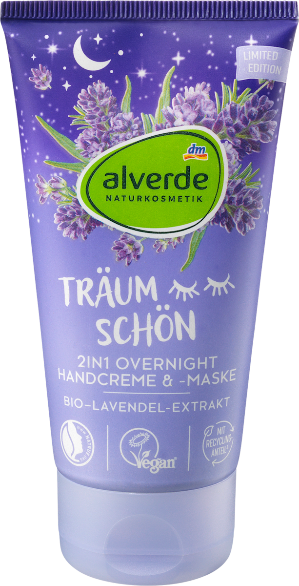 alverde NATURKOSMETIK Träum schön 2in1 Overnight Handcreme & -Maske, 75 ...