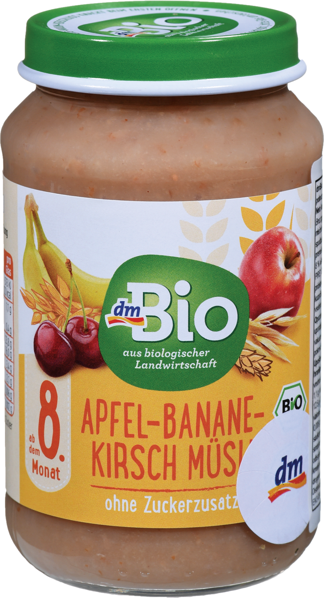 dmBio Omogeneizzato con mela, banana, amarena e cereali integrali, 190 ...