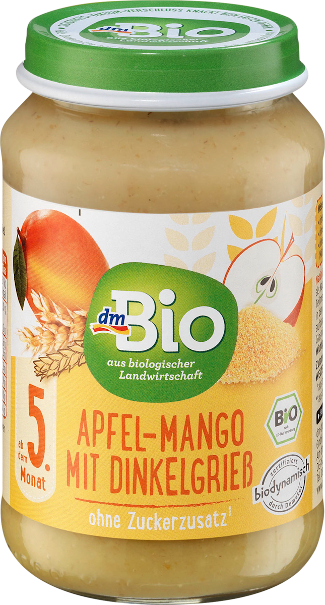 dmBio Frucht & Getreide Apfel-Mango mit Dinkelgrieß ab dem 5. Monat ...