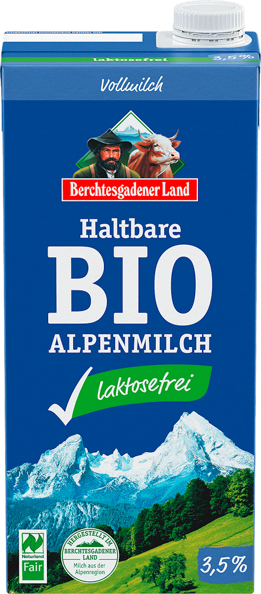 Berchtesgadener Land Milch, haltbare Alpenmilch, 3,5% Fett, laktosefrei ...