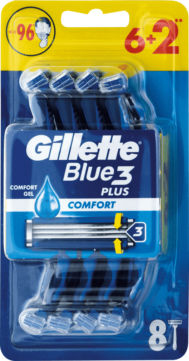 Gillette Pánske jednorazové holiace strojčeky Blue3 Plus Comfort 6+2, 8 ...