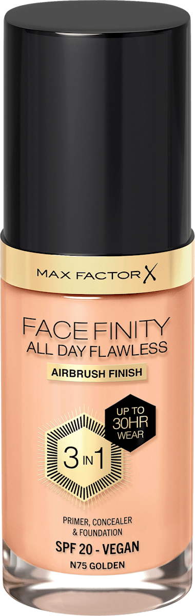 MAX FACTOR Foundation Facefinity All Day Flawless 75 Golden, LSF 20, 30 ...