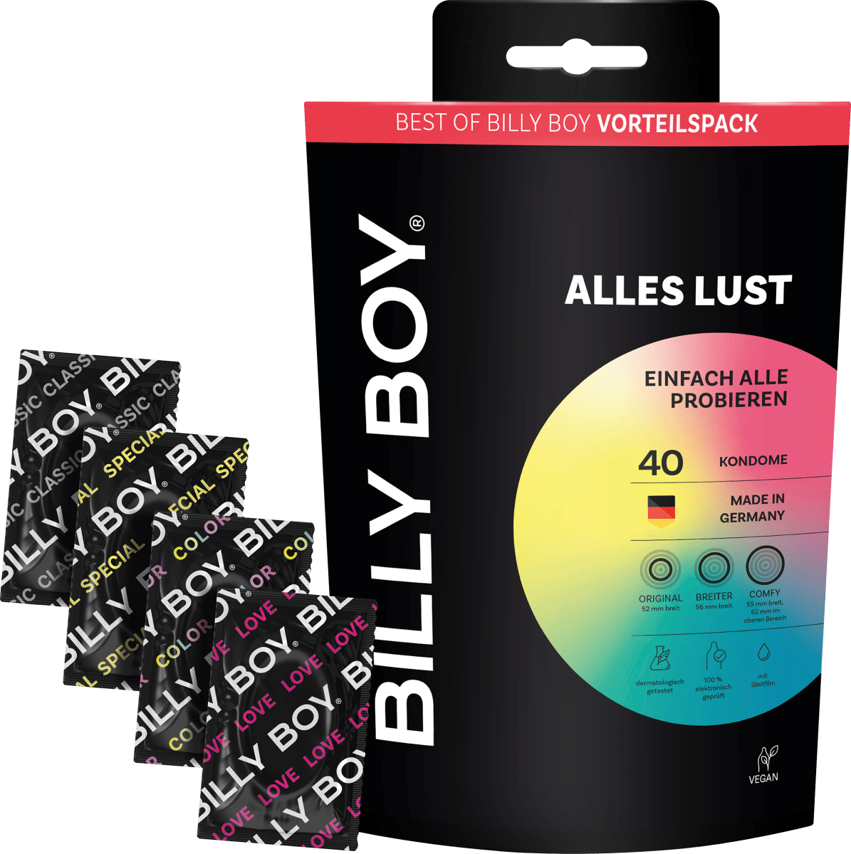 BILLY BOY Kondome Alles Lust, Breite 52mm bis 56mm, 40 St dauerhaft günstig online kaufen | dm.de