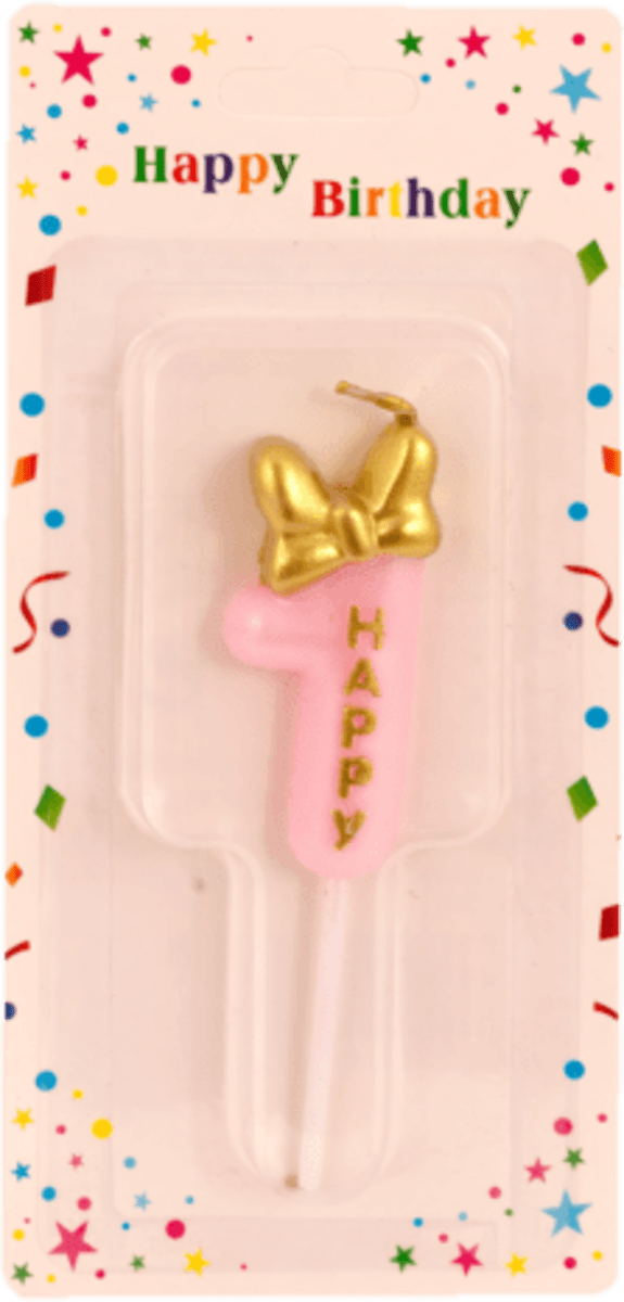 Global Plast Lumânare aniversare roz cifra 1, 1 buc | dm.ro