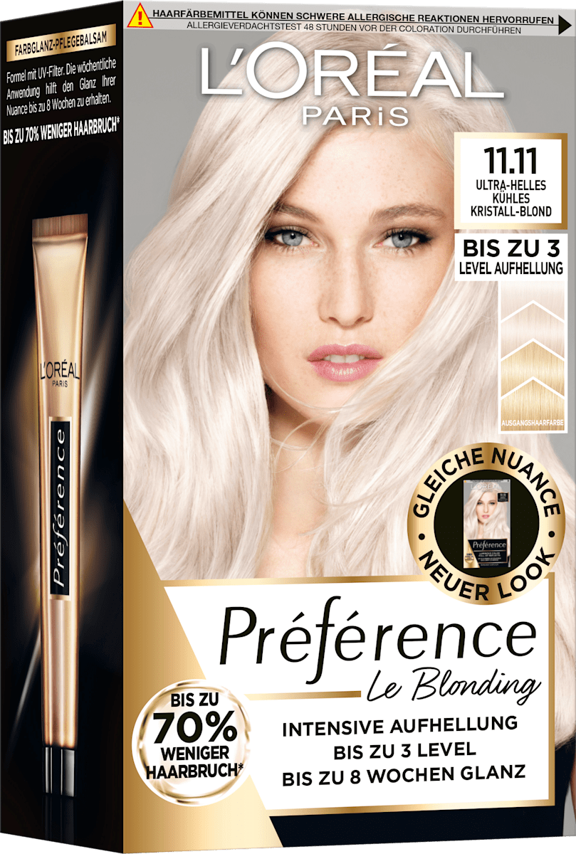 L'ORÉAL PARIS PRÉFÉRENCE Haarfarbe 11.11 Island Ultra-Helles Kühles Kristall-Blond, 1 St ...