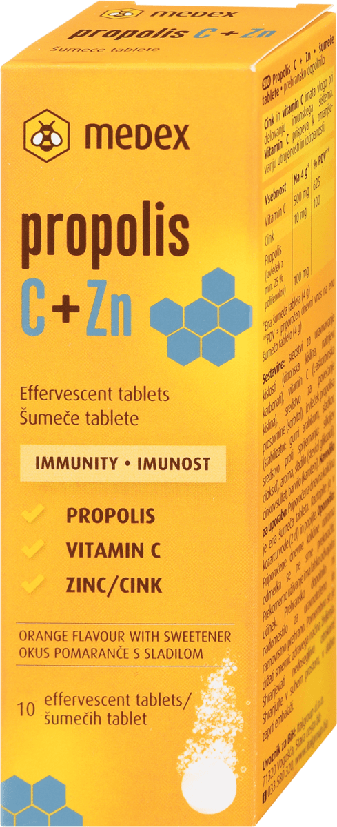 Medex Šumeče tablete propolis C + Zn, 1 kos | dm.si