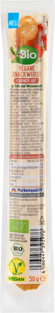dmBio Snackwurst Krainer Art vegan, 50 g | dm.at
