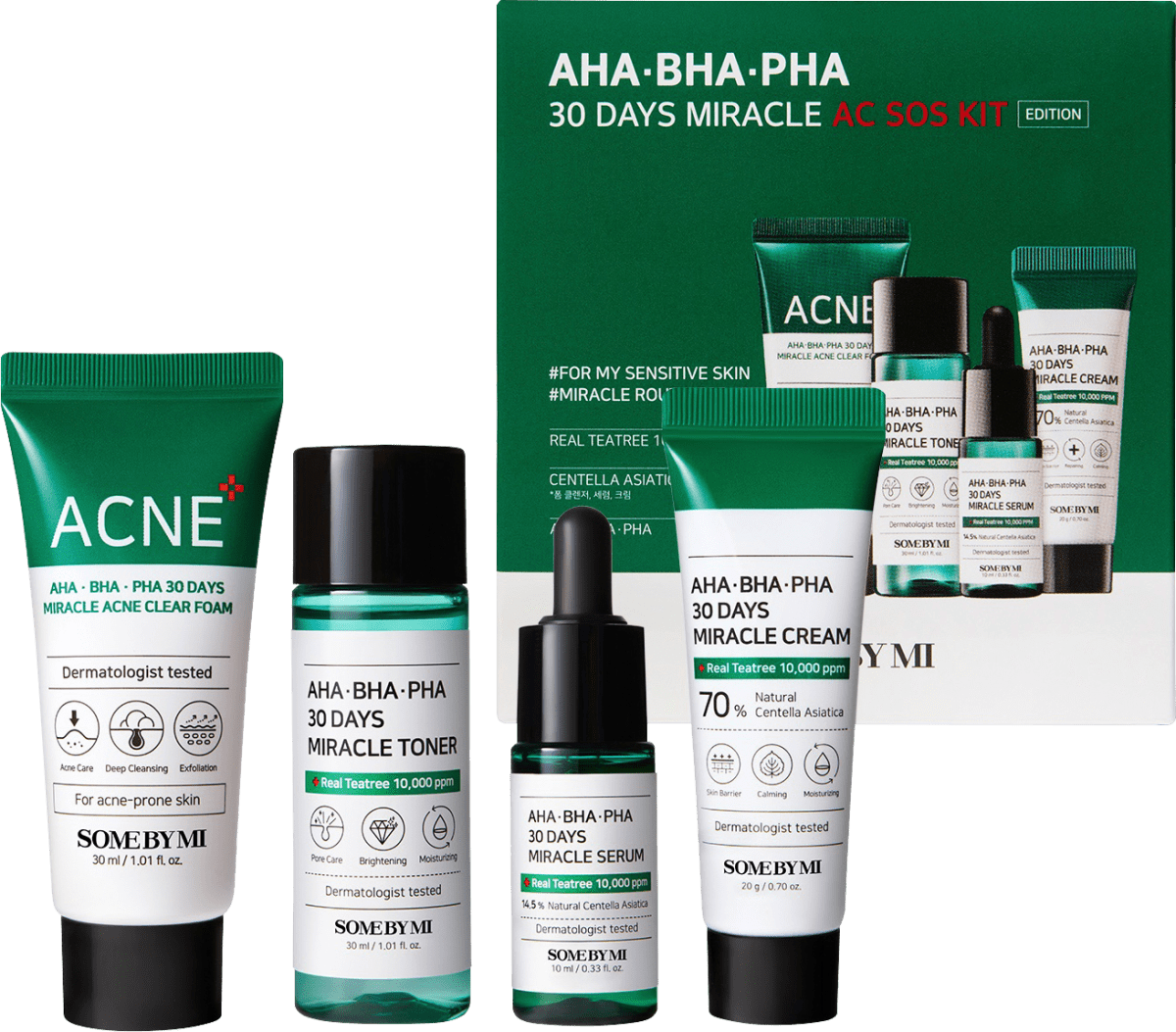 SOME BY MI Gesichtspflegeset AHA-BHA Miracle AC SOS Kit 4tlg, 90 ml ...