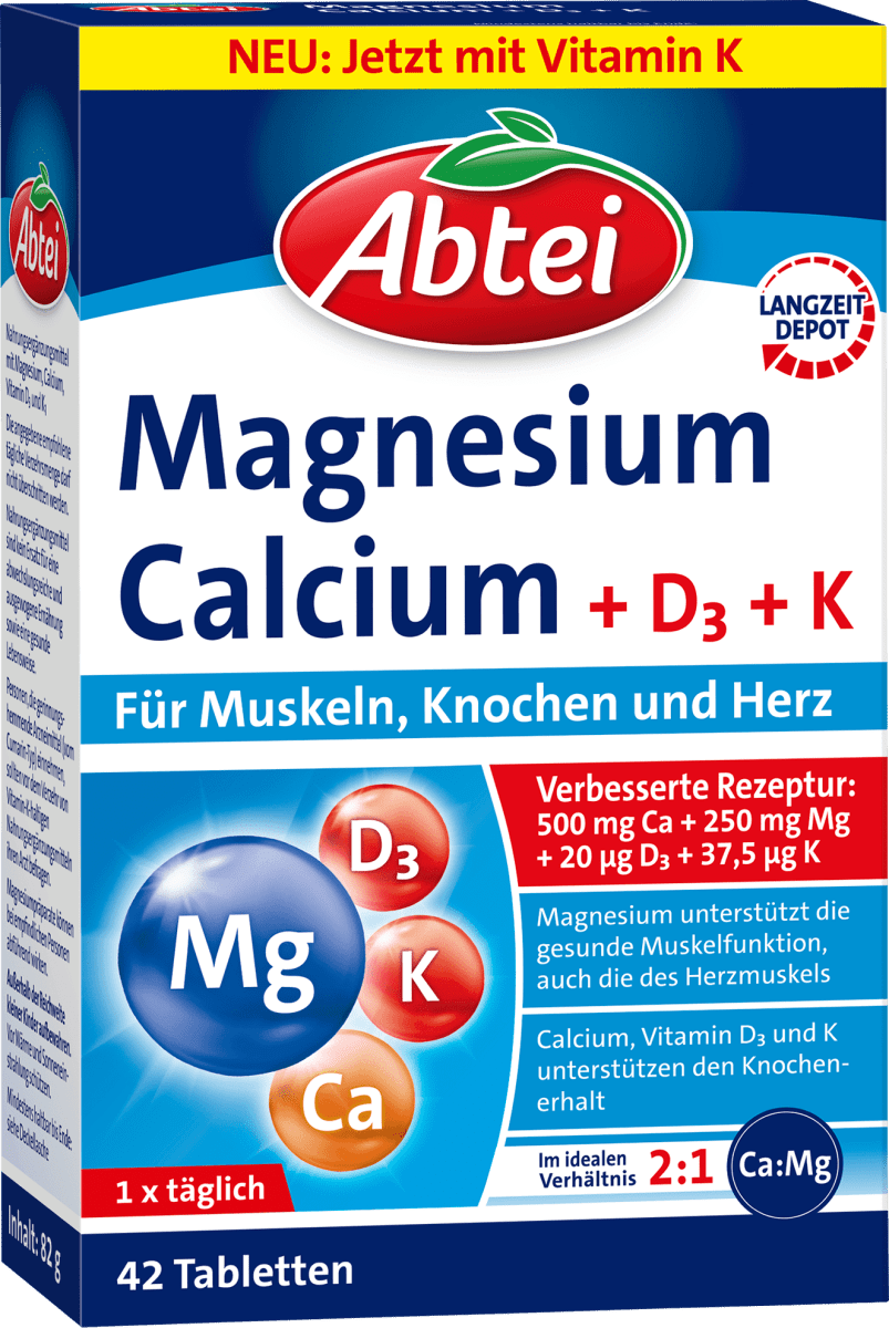 Abtei Magnesium Calcium + D3 + K Tabletten, 42 St dm Dauerpreis ...