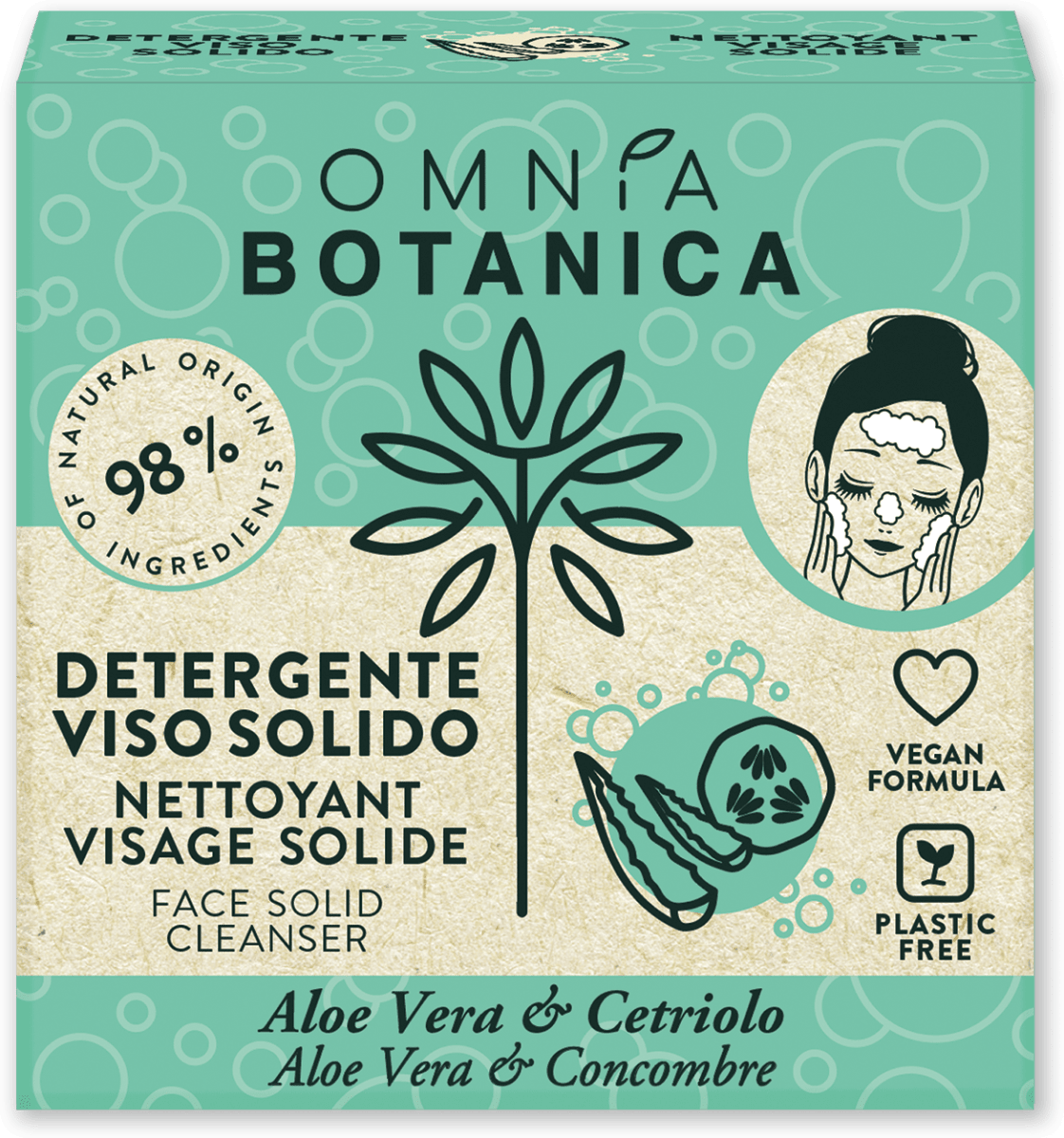 OMNIA BOTANICA Detergente solido per il viso aloe vera e cetriolo, 50 g ...