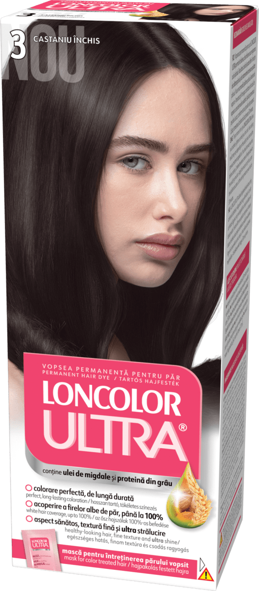 LONCOLOR ULTRA Vopsea permanentă 3 castaniu închis, 1 buc | dm.ro