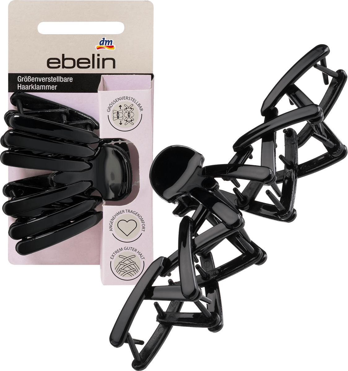 ebelin Haarklammer größenverstellbar schwarz, 1 St dauerhaft günstig ...
