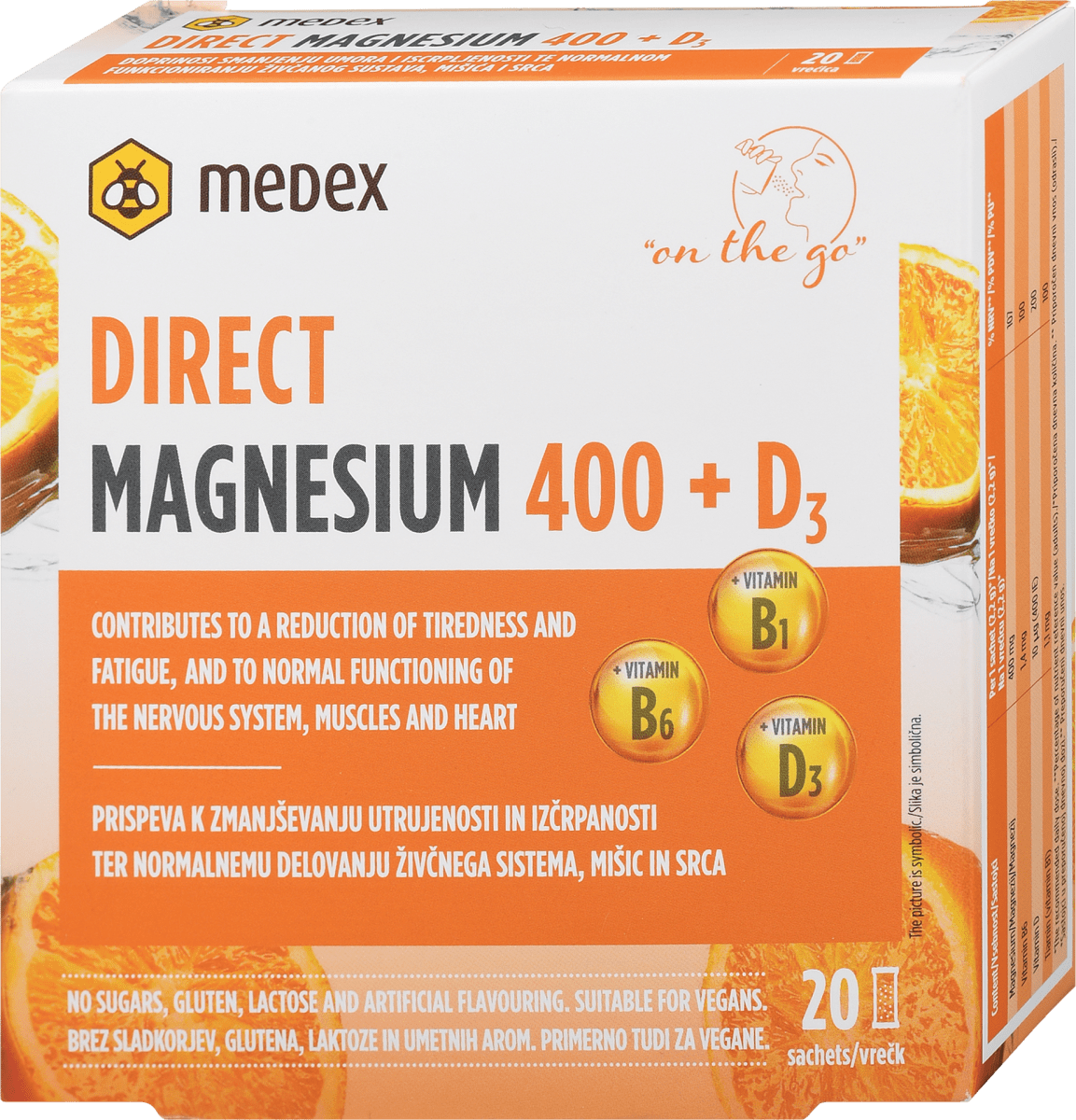 Medex Prehransko dopolnilo Direct Magnesium 400 + D3, 20 kos | dm.si