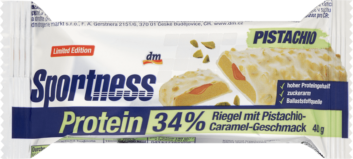 Sportness Proteinriegel 34%, Pistachio Caramel Geschmack, 40 g dauerhaft günstig online kaufen ...