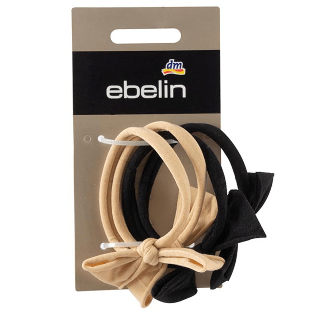 ebelin Elastike za lase s pentljico, bež in črne, 4 kos | dm.si