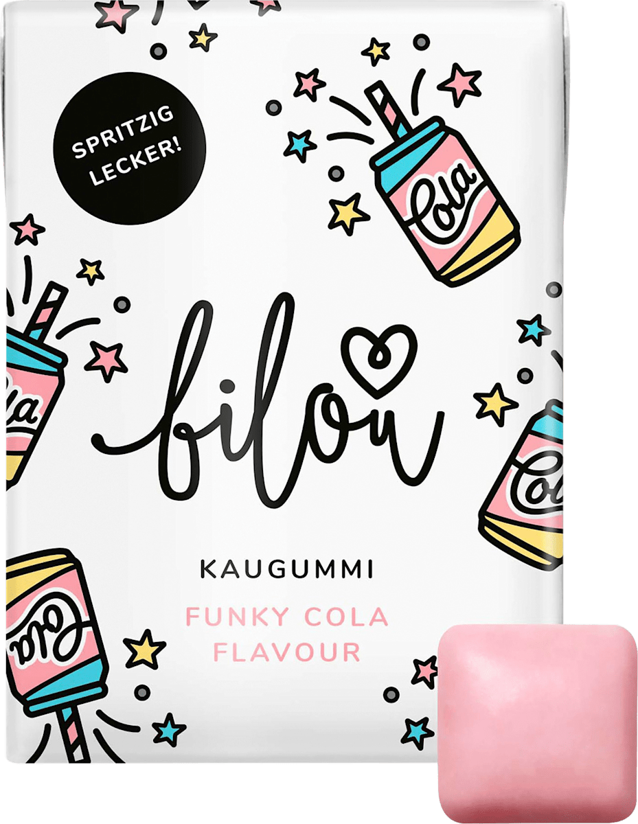 bilou Kaugummi, Funky Cola Flavour, zuckerfrei (10 Stück), 24 g ...
