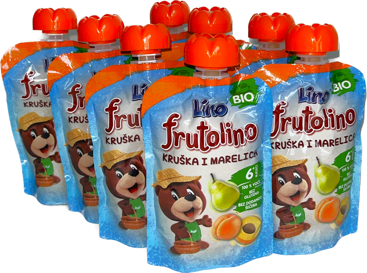 Lino frutolino EKO kašica kruška i marelica, 6+ mj., XXL, 800 g | dm.hr
