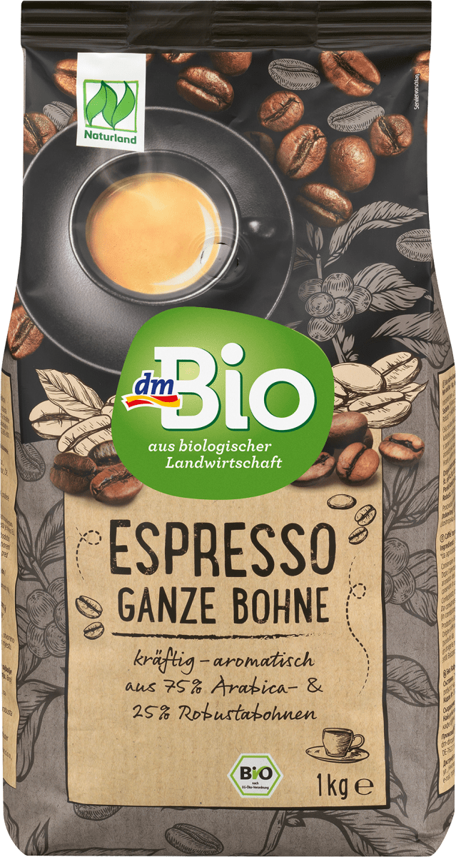 dmBio Kaffee, Espresso, ganze Bohne, 1000 g dauerhaft günstig online ...