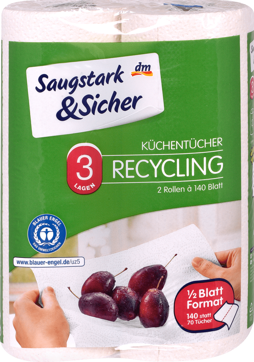 Saugstark&Sicher Reciklirani 3-slojni kuhinjski ubrusi, 2 kom uvek ...