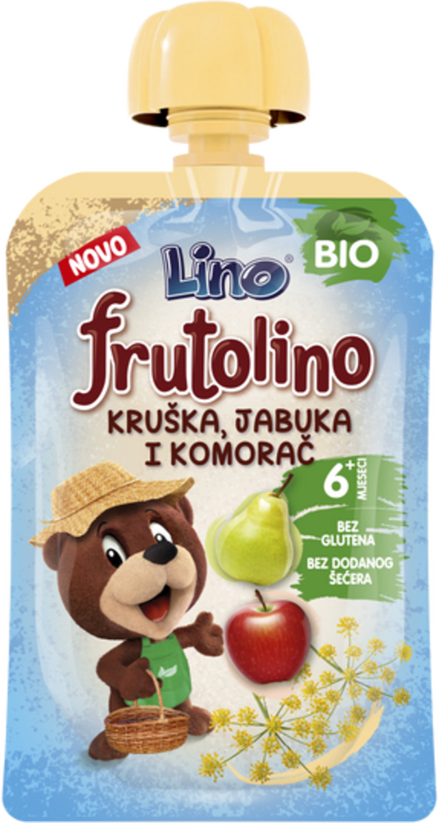 Lino frutolino EKO kašica kruška, jabuka, komorač, 6+ mj., 100 g trajno ...