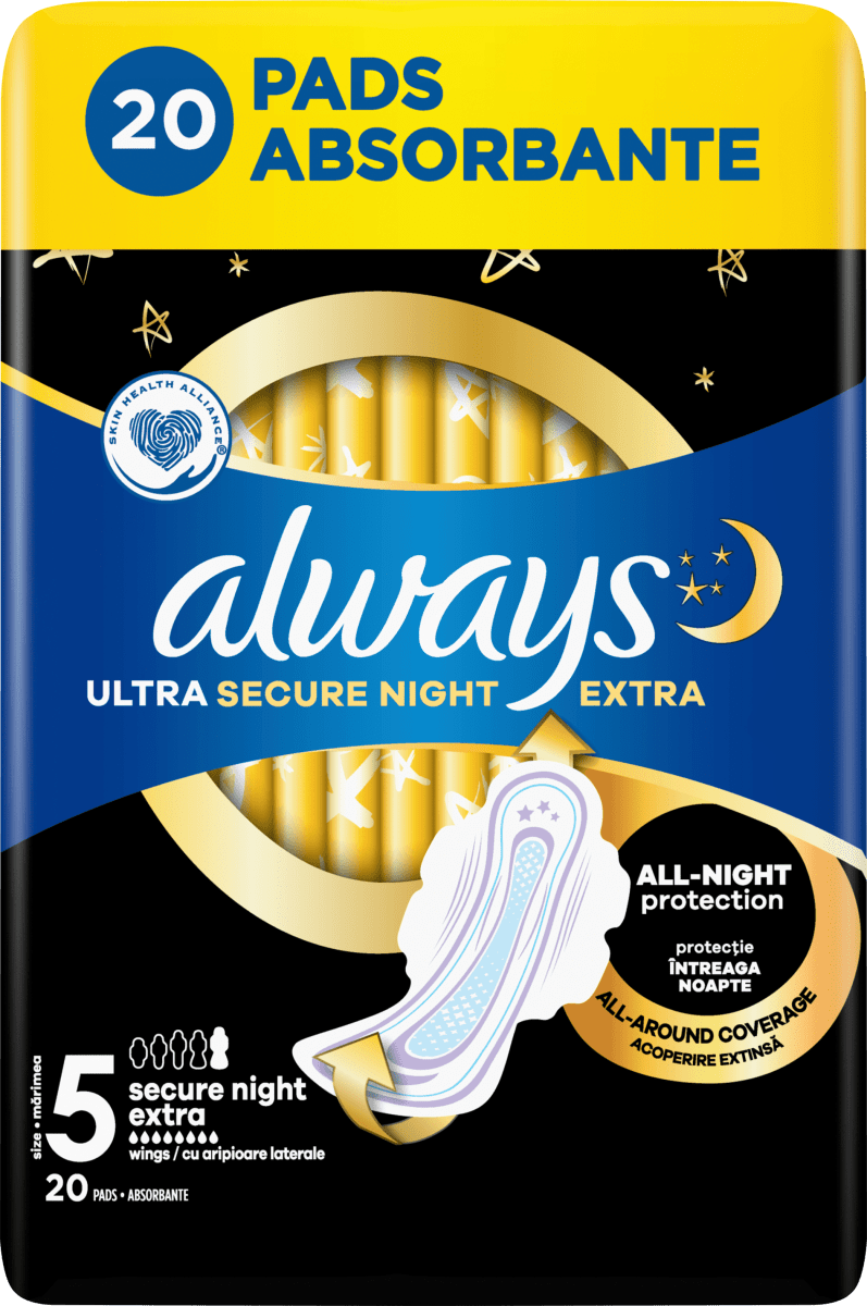 always vložky Ultra Secure Night Extra s křidélky, 20 ks | dm.cz