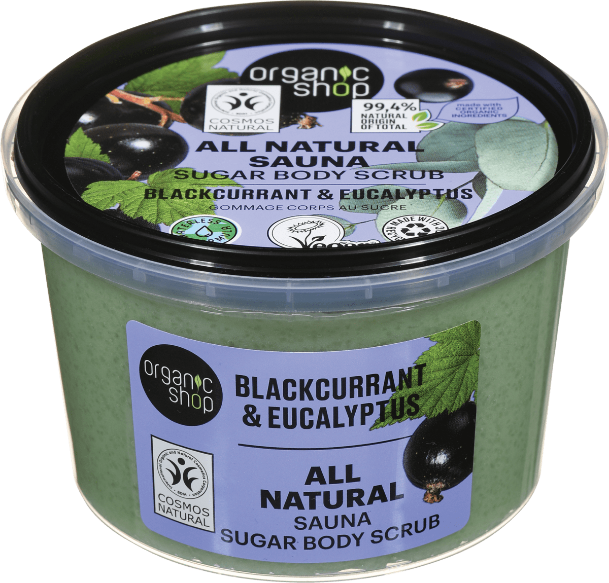 organic shop Sladkorni piling za telo s črnim ribezom, 250 ml | dm.si