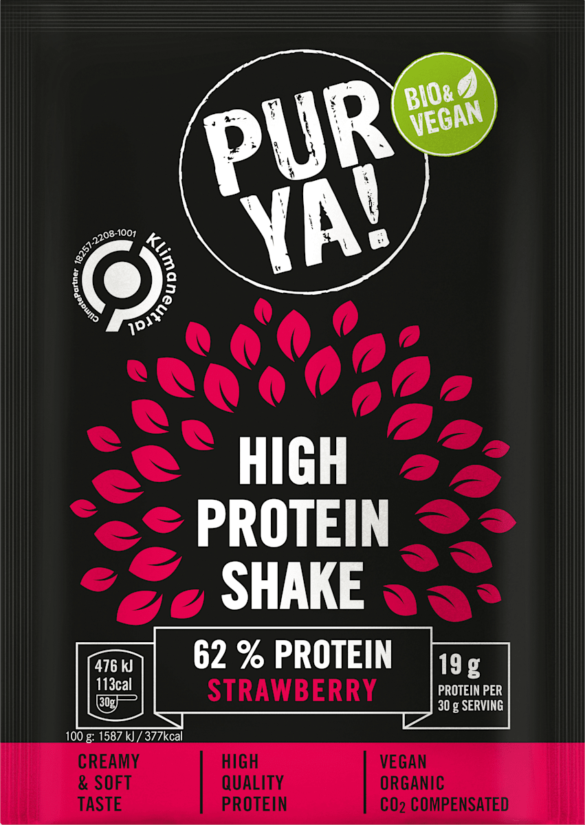 PURYA! Proteinpulver 62% High Protein, Strawberry, 30 g dauerhaft ...