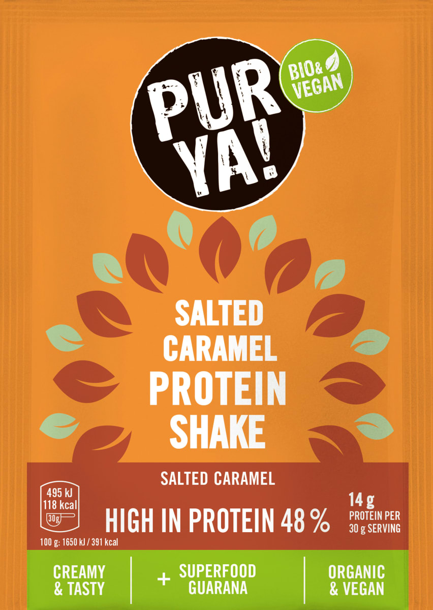 PURYA! Proteinpulver 48% Salted Caramel mit Guarana, 30 g dauerhaft ...