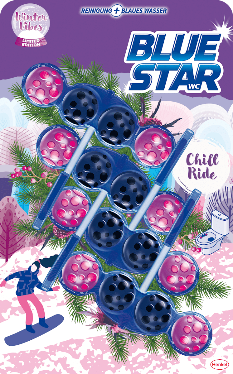 BLUE STAR Blau-Aktiv+ WC-Reiniger Chill Ride Mega Pack, 4 St | dm.at