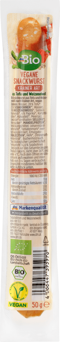 dmBio Snackwurst Krainer Art vegan, 50 g dm Dauerpreis: Immergünstig ...