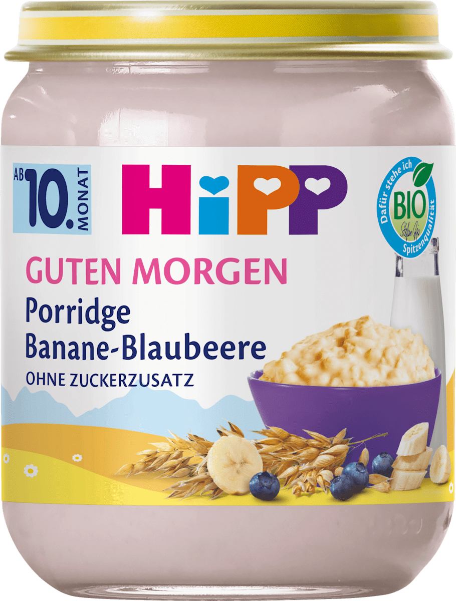 Hipp Porridge Frühstück Banane-Blaubeere Haferbrei ab dem 10. Monat, 160 g dauerhaft günstig ...