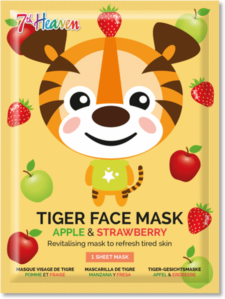 7th Heaven Tiger Face maska za lice u maramici – jabuka i jagoda, 1 kom ...