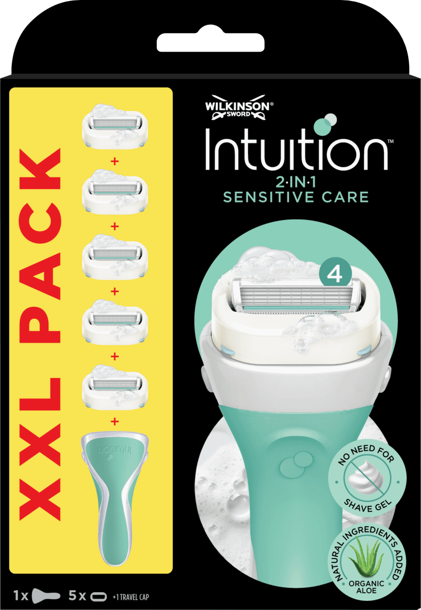 WILKINSON SWORD Intuition Sensitive Care XXL Női borotvapenge + készülék, 5 db Vásároljon ...