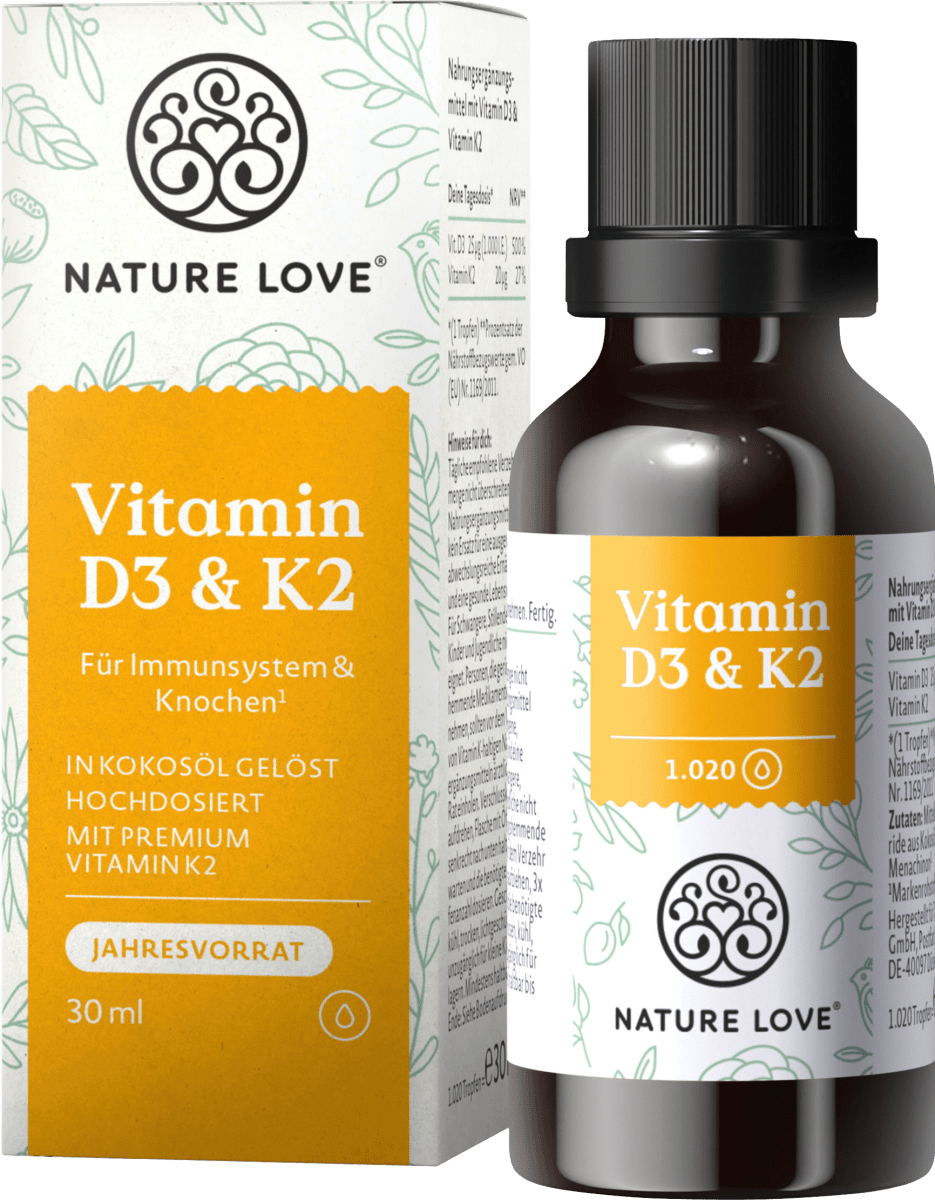 Nature Love Vitamin D3 & K2 Tropfen, 30 ml dm Dauerpreis: Immergünstig einkaufen | dm.at