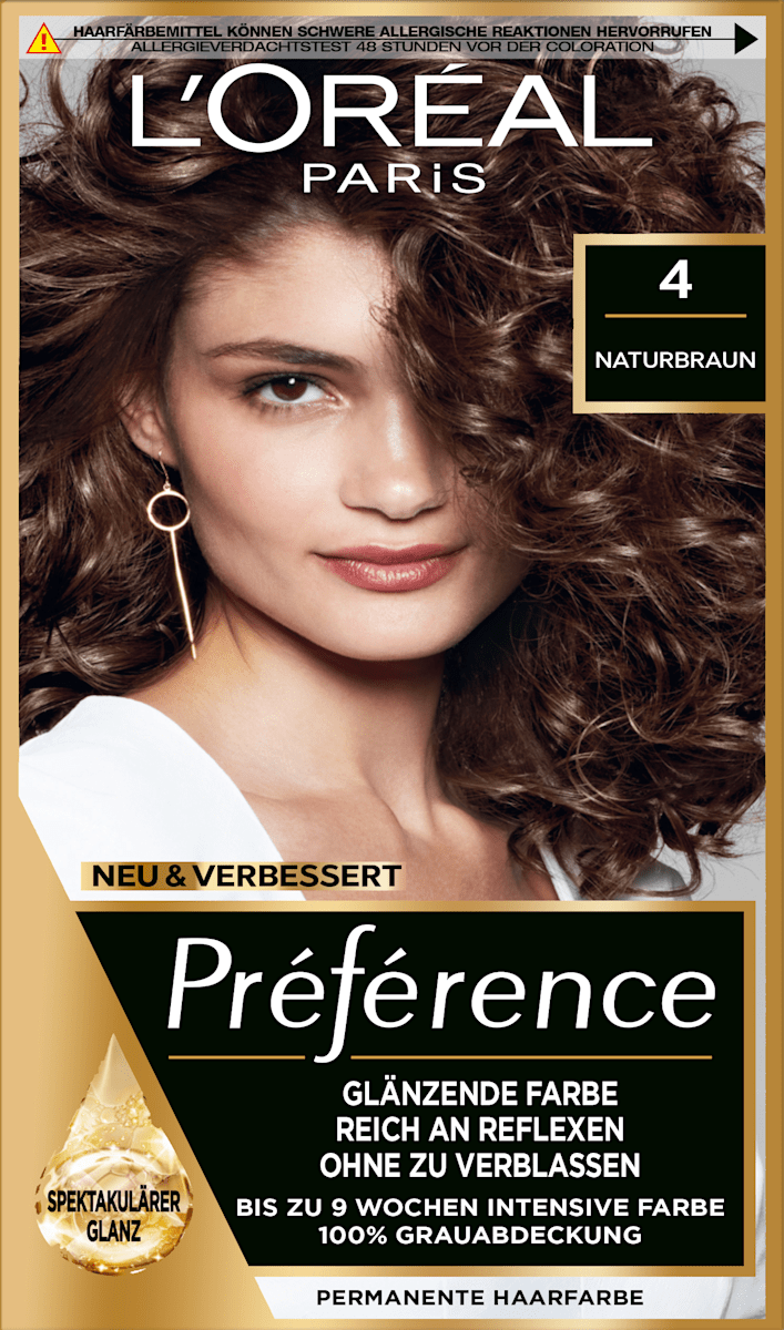 L'ORÉAL PARIS PRÉFÉRENCE Haarfarbe 4 Tahiti Naturbraun, 1 St dauerhaft ...
