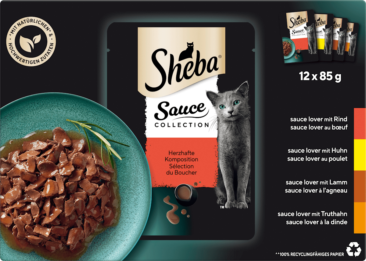 Sheba Nassfutter Katze Souce Collection Herzhafte Komposition, 1 020 g ...