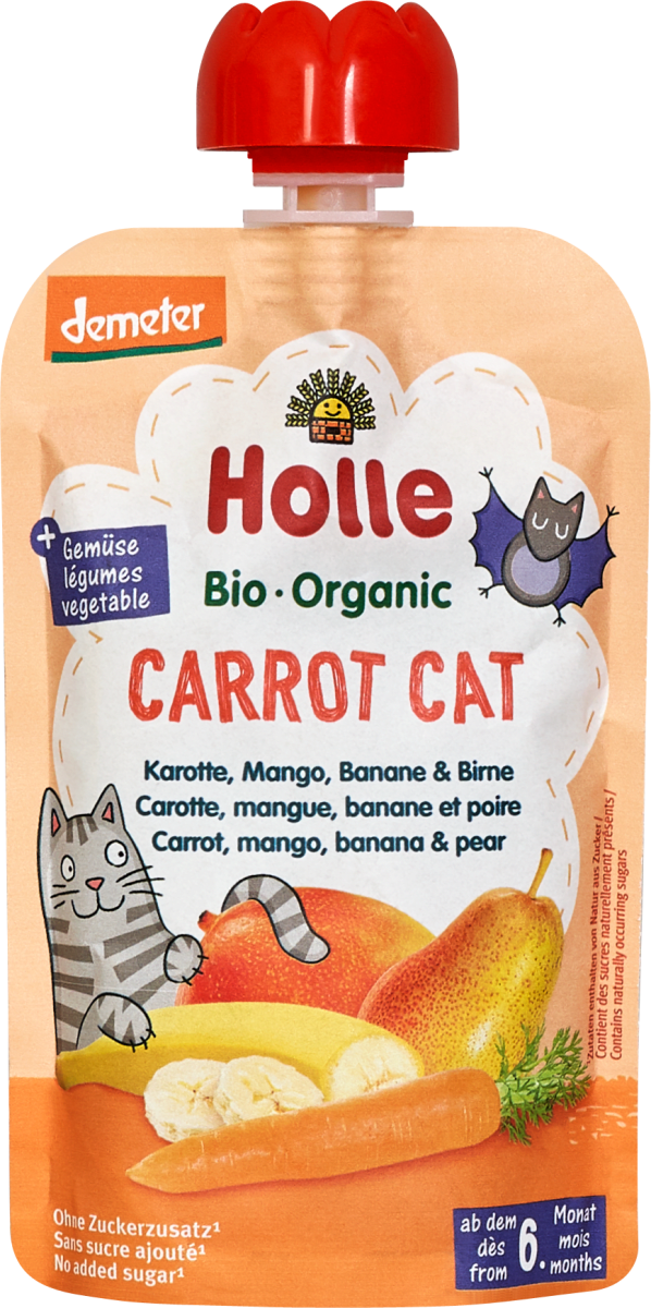 Holle Quetschie Carrot Cat, Karotte, Mango, Banane & Birne ab 6 Monaten ...