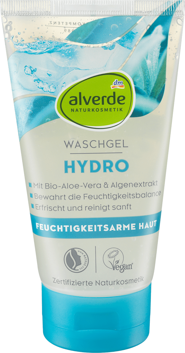 alverde NATURKOSMETIK Hidratáló arclemosó gél Hydro, vízhiányos bőrre ...