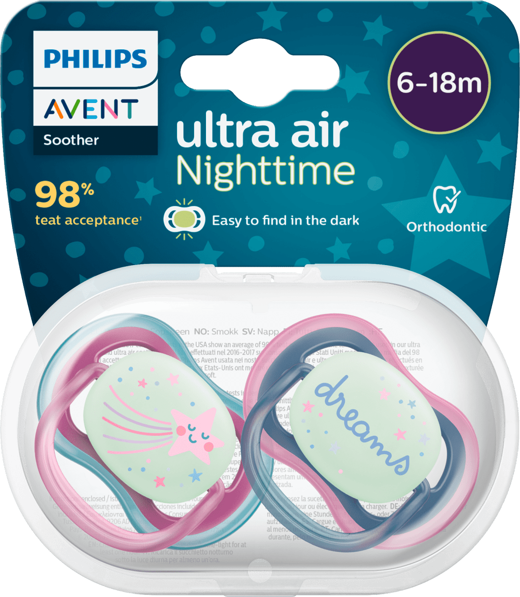 PHILIPS AVENT Nočna duda Ultra Air Nighttime, 6-18m, več različic, 2 ...