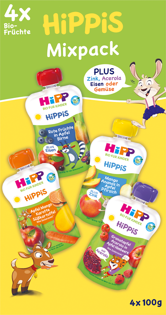 Hipp Quetschie Hippis Mixpack Früchte ab 1 Jahr (4x100 g), 400 g dauerhaft günstig online kaufen ...