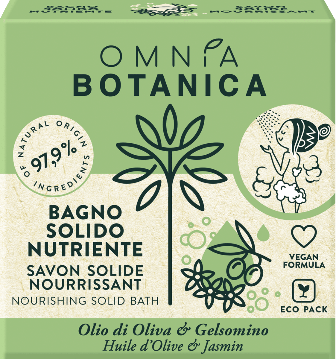 OMNIA BOTANICA Bagno solido nutriente con olio di oliva e gelsomino, 100 g | dm Italia