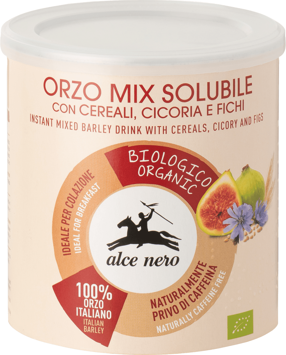 alce nero Orzo mix solubile con cereali, cicoria e fichi, 125 g | dm Italia