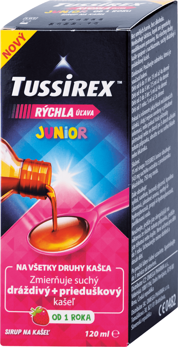 Tussirex Sirup na všetky druhy kašľa Junior, 120 ml | mojadm.sk