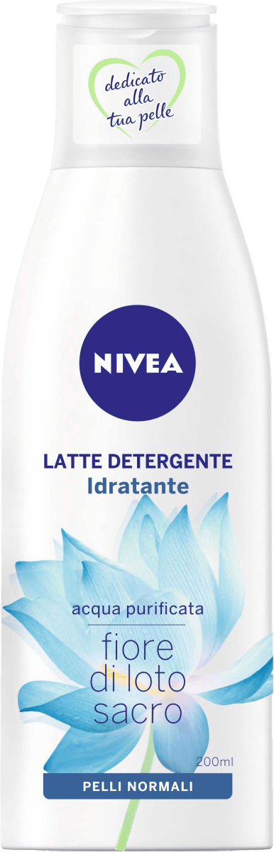 NIVEA Latte detergente idratante con acqua purificata e fiore di loto sacro, 200 ml | dm Italia
