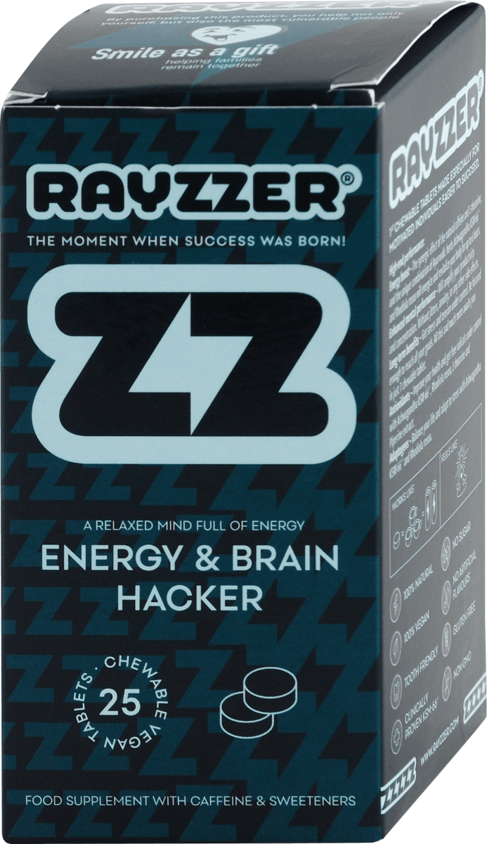 RAYZZER Cmúľacie tablety Energy & Brain hacker, 25 ks | mojadm.sk