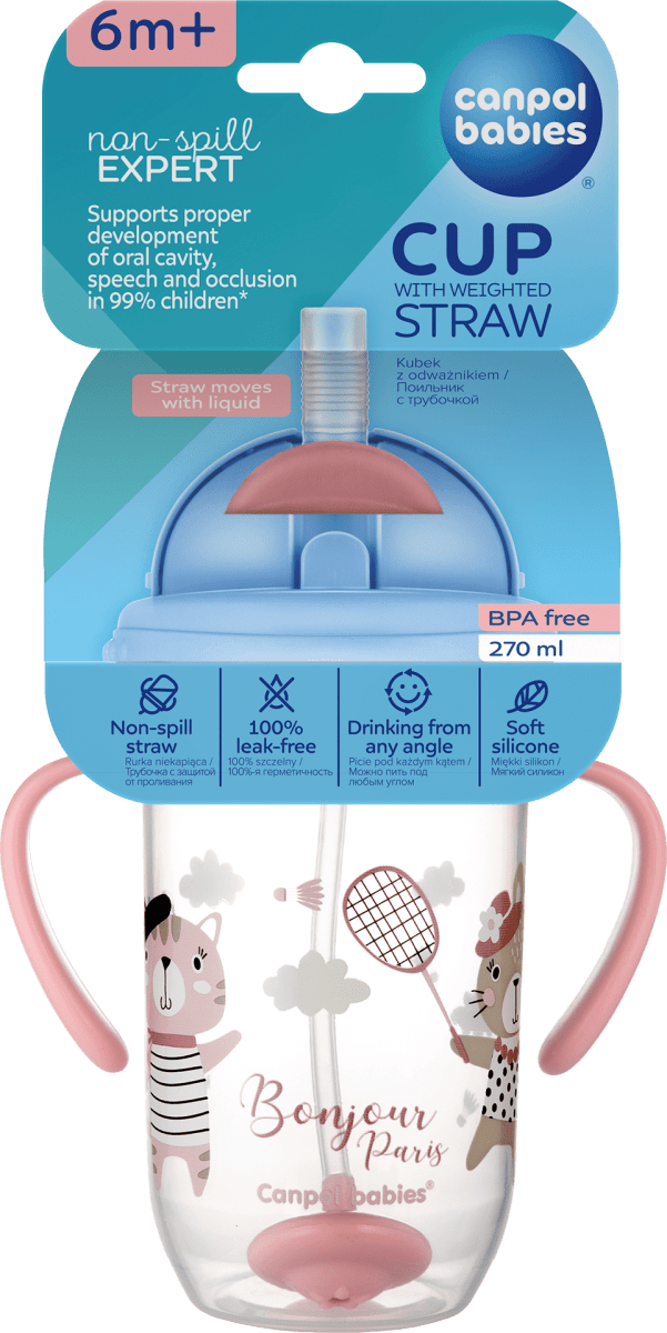 Canpol babies Netečúci hrnček so slamkou Expert, 270 ml, červený - 6m+, 1 ks | mojadm.sk