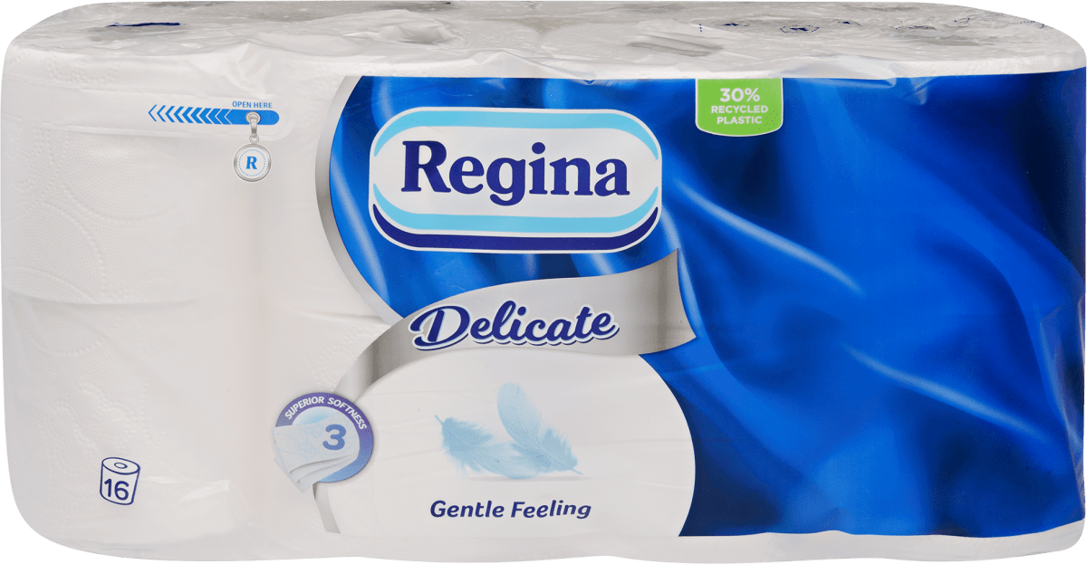 Regina Delicate toalettpapír, Gentle Feeling, 16 tekercs, 3 rétegű, 2 400 lap | dm.hu