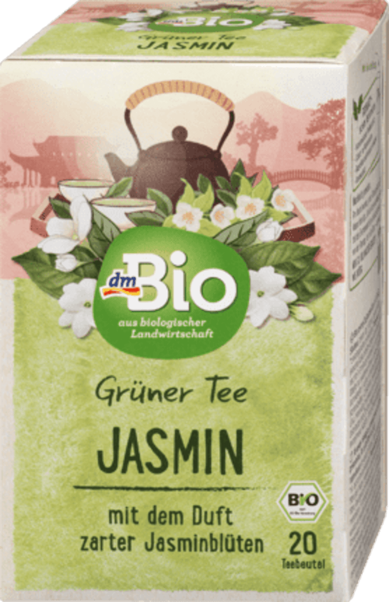 dmBio Bio zeleni čaj aromatiziran s cvetovi jasmina (20 × 1,5 g), 30 g ...