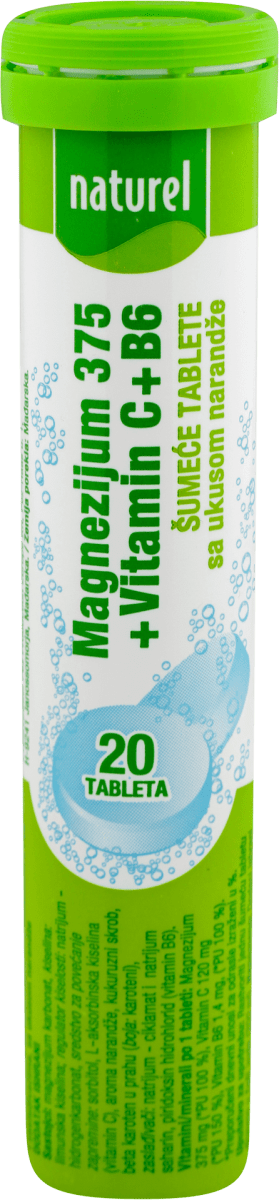 naturel Šumeće tablete – magnezijum 375 + vitamin C + vitamin B6, 20 ...